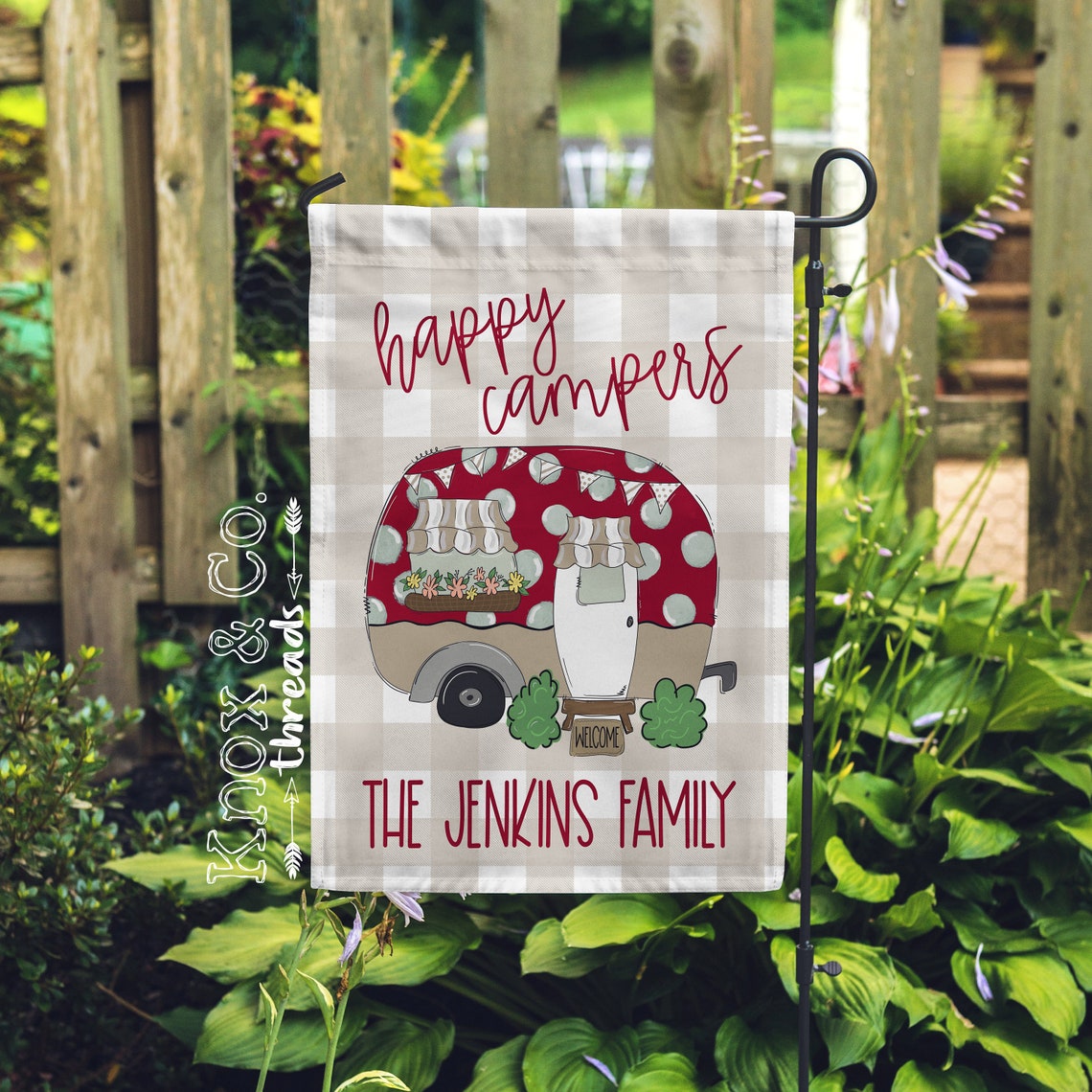 Personalized Camper Garden Flag Watercolor Camper Happy - Etsy