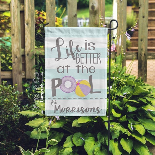 Personalized Pool Garden Flag Pool Flag Summer Poolside - Etsy
