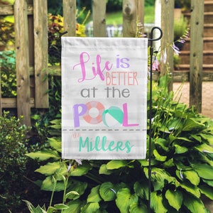 Personalized Pool Garden Flag Pool Flag Summer Poolside - Etsy