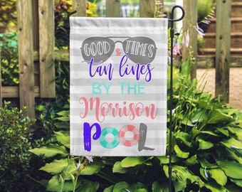 Personalized Pool Garden Flag Pool Flag Summer Poolside - Etsy