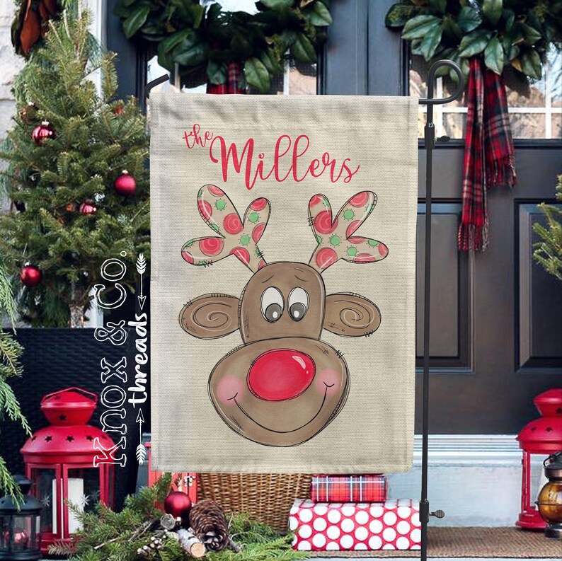 Personalized Christmas Garden Flag - Rudolph Flag - Believe - Christmas ...