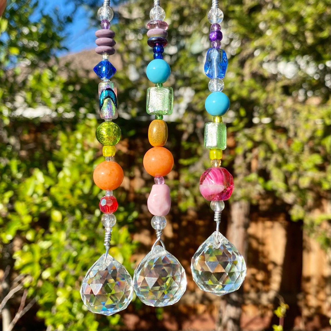 PASTEL Colored Crystal Suncatcher RANDOM Rainbow Chakra & 20mm Crystal ...
