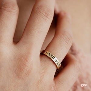 Geopersonalized Custom Engraved Ring Stackable Personalized Stacking ...