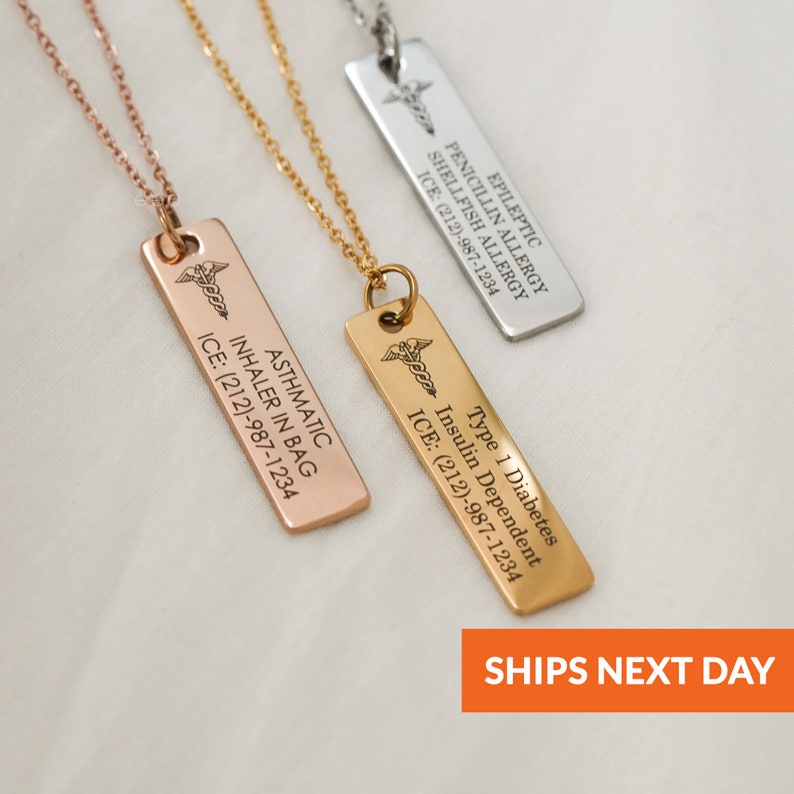 Personalized Medical ID Necklace Diabetes Medical Alert - Etsy