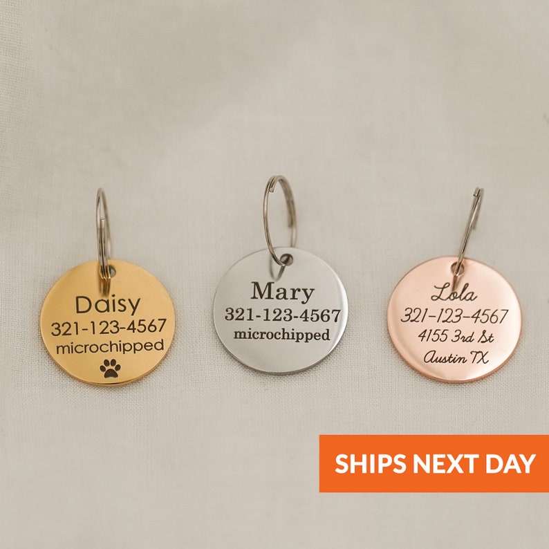 Personalized Pet Tag Disc Custom Pet Tag Pet Microchipped Tag - Etsy