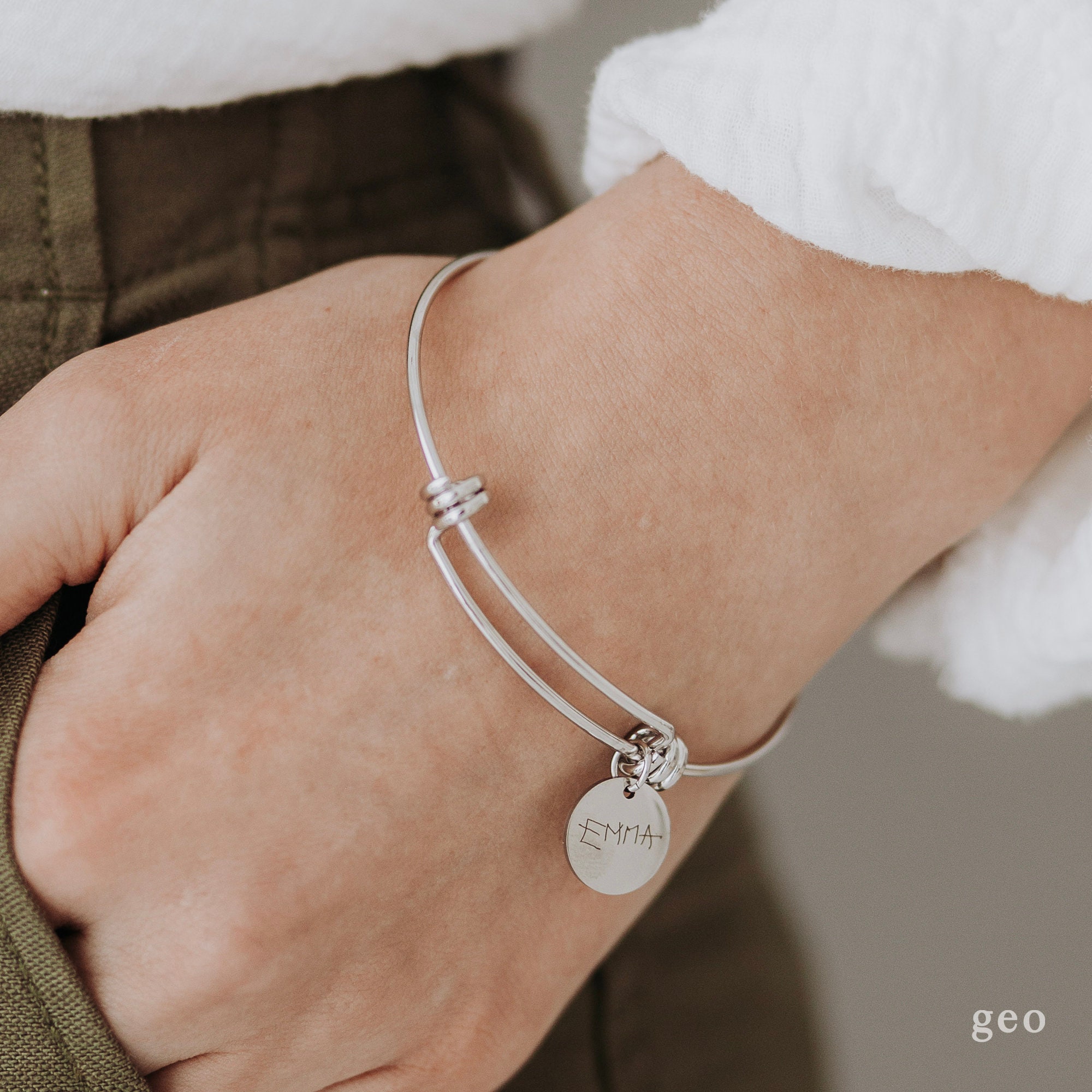 Custom Handwriting Bracelet Personalized Circle Bangle - Etsy