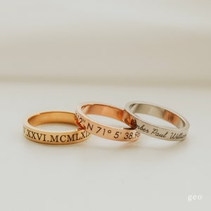 Geopersonalized Custom Engraved Ring Stackable Personalized Stacking ...