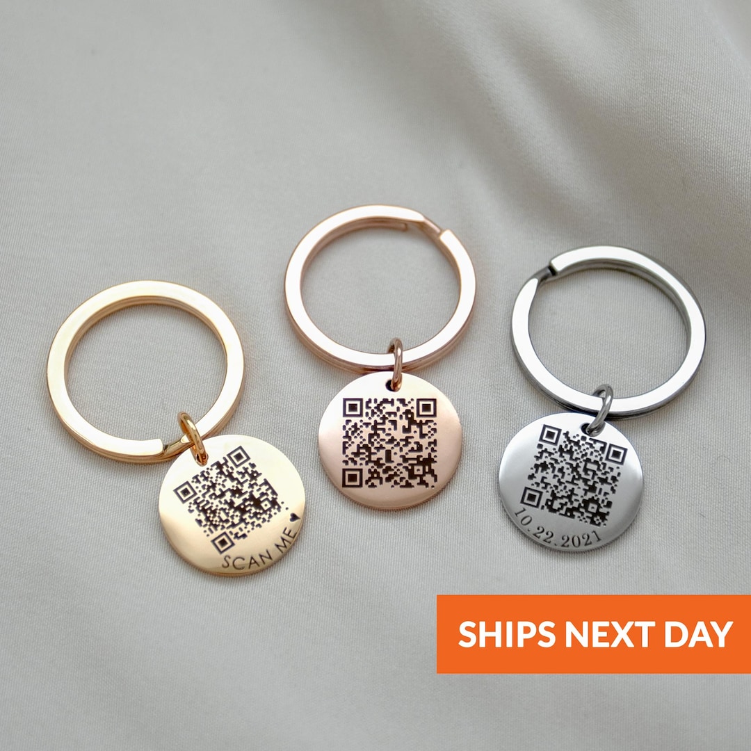 Personalized QR Code Keychain Interactive Keychain Stainless Steel ...