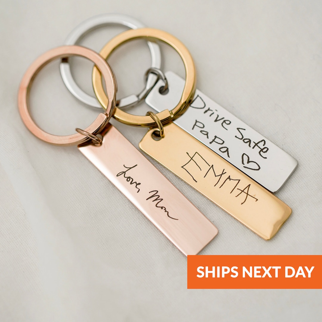 Actual Handwriting Keychain Custom Personalized Keychain for Women Men ...
