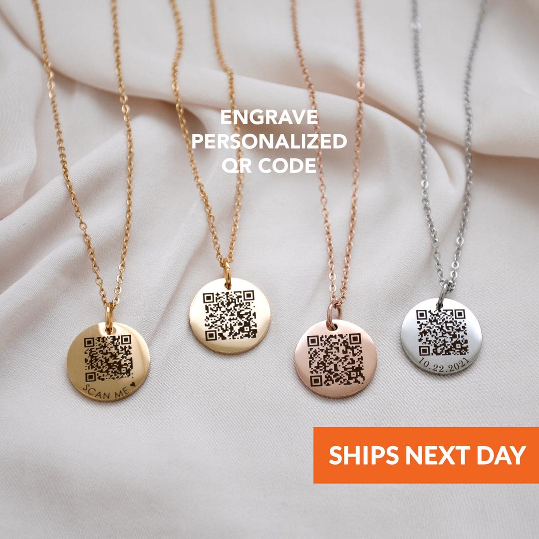 Custom QR Code Necklace Personalized QR Code Sign Memorial Best Friend ...