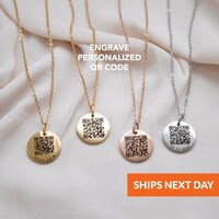 Custom QR Code Necklace, Personalized Song, Message, Picture, Link QR ...