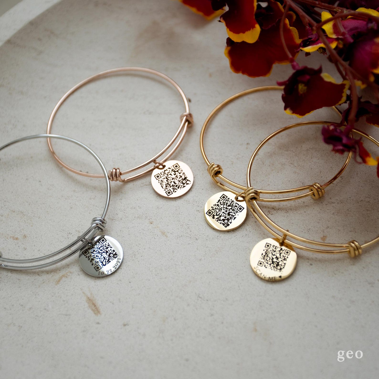 Personalized QR Code Sign Bangle Custom QR Bracelet Bangle Bracelet ...