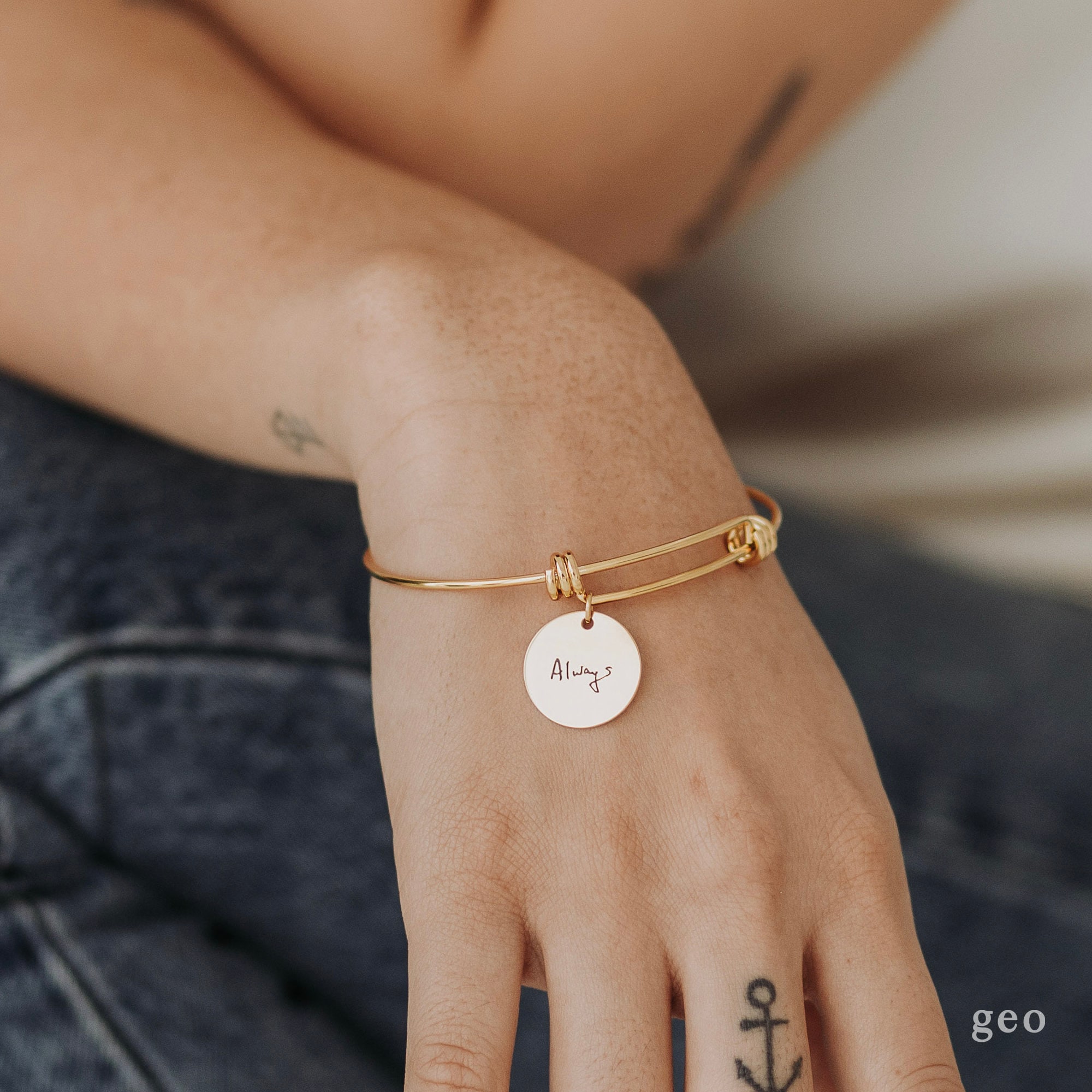 Custom Handwriting Bracelet Personalized Circle Bangle - Etsy