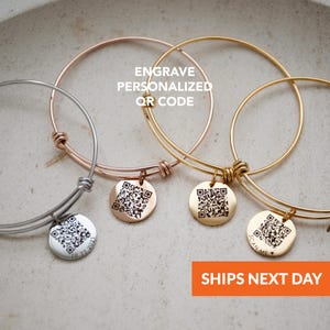 Personalized QR Code Sign Bangle Custom QR Bracelet Bangle Bracelet ...