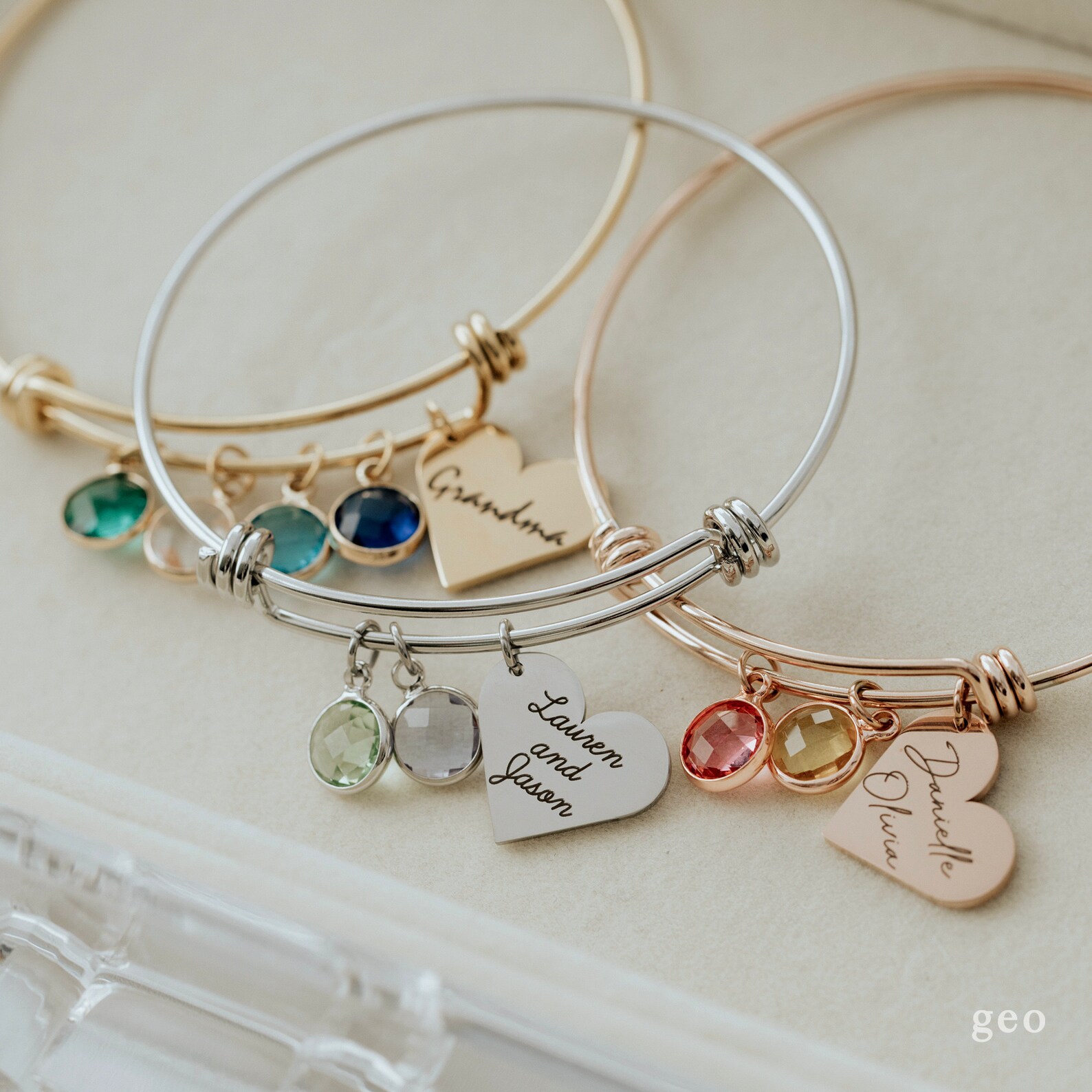Personalized Birthstone Bracelet Mama Heart Charm Family Birthstones ...