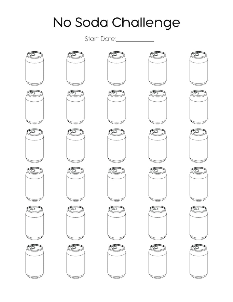 30 Day No Soda Challenge, Habit Tracker, Digital Tracker, Printable ...