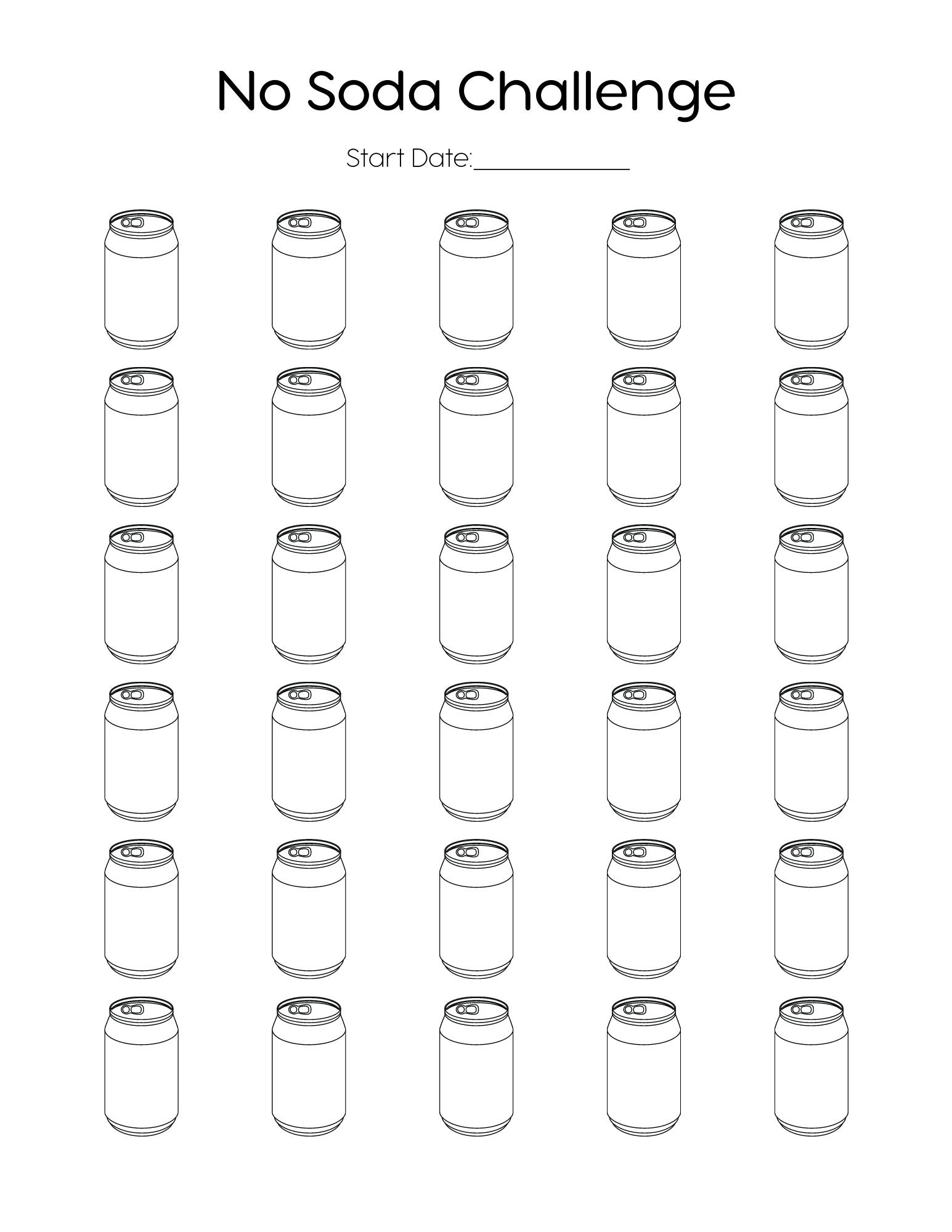 30 Day No Soda Challenge, Habit Tracker, Digital Tracker, Printable ...