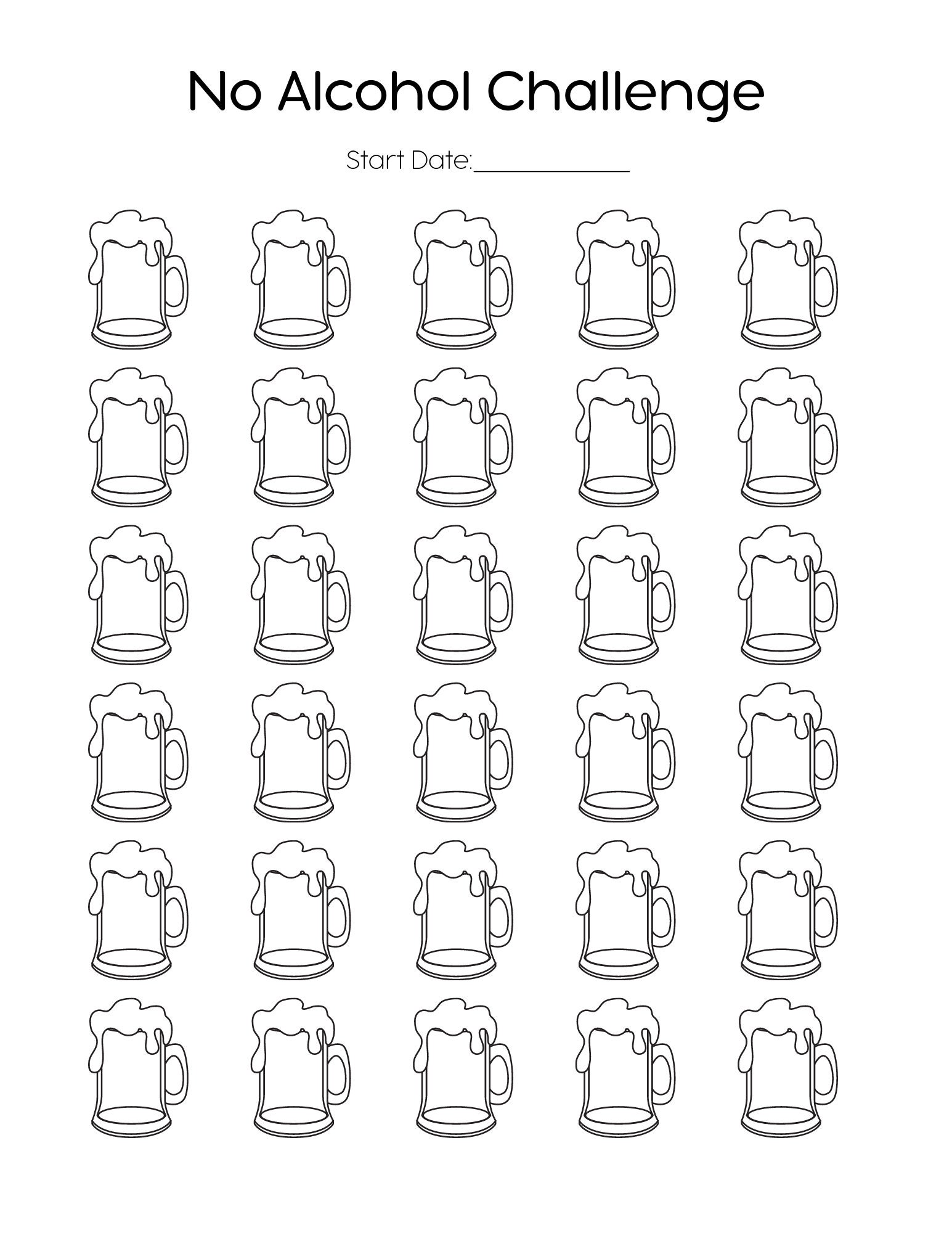 30 Day No Alcohol Challenge, Habit Tracker, Digital Tracker, Printable ...