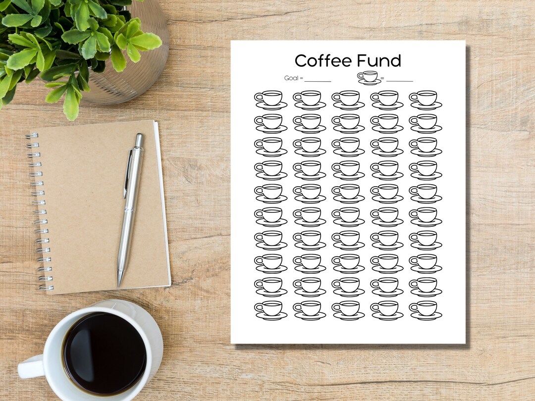 Coffee Fund Savings Tracker, Digital Tracker, Savings Printable Tracker ...