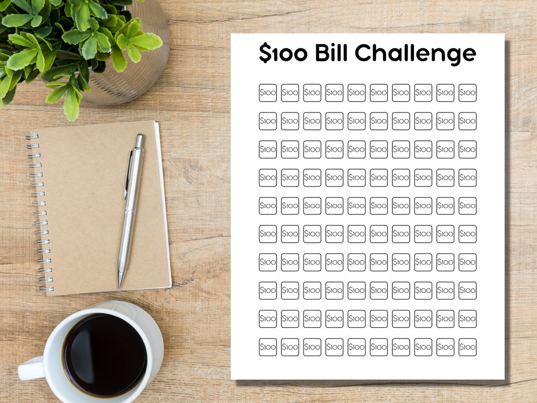 Digital Tracker, 100 Dollar Bill Challenge Tracker, 10k Money Challenge ...