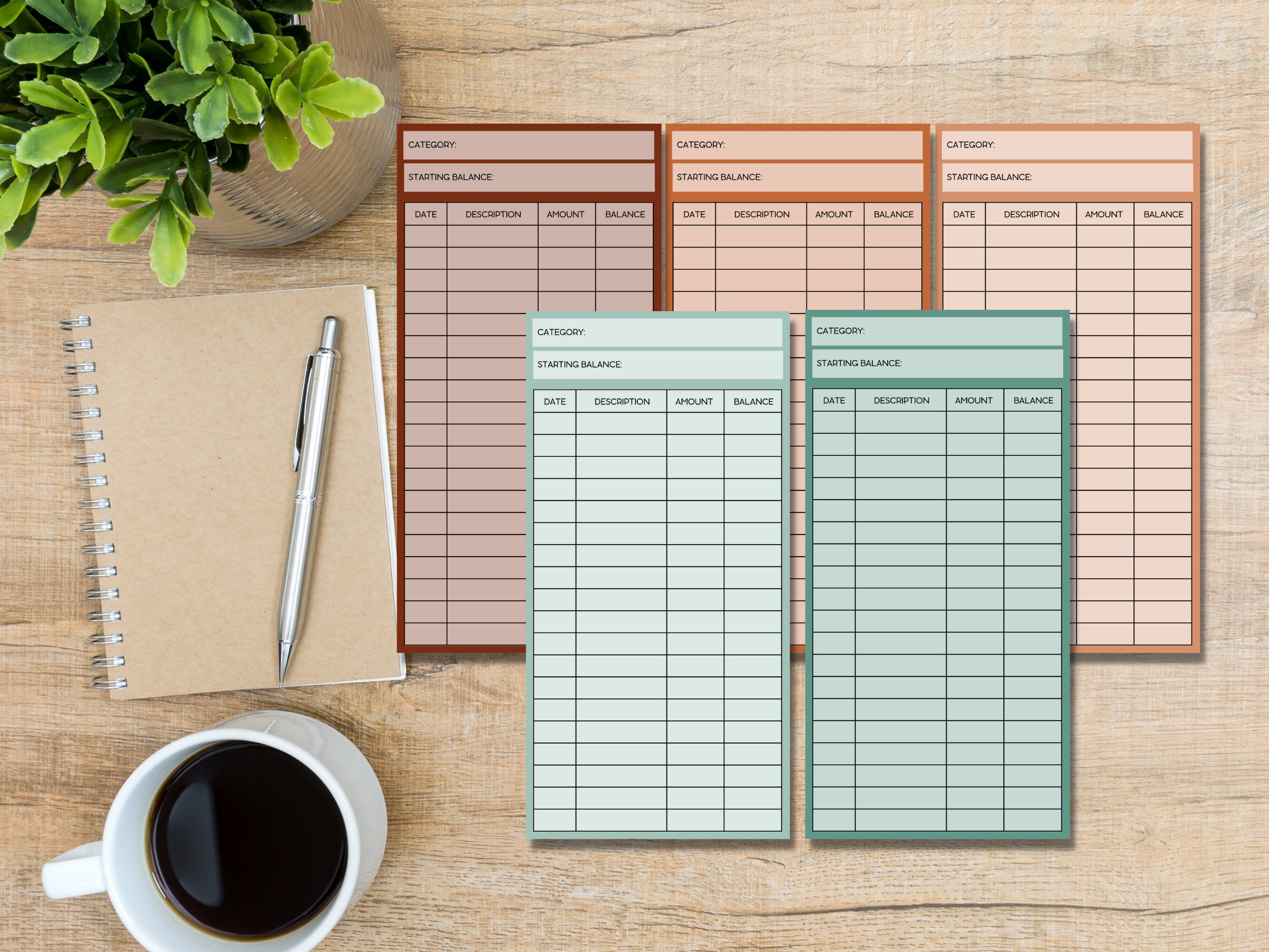 Printable Cash Tracker, Cash Envelope Inserts, Retro Colors, Printable ...