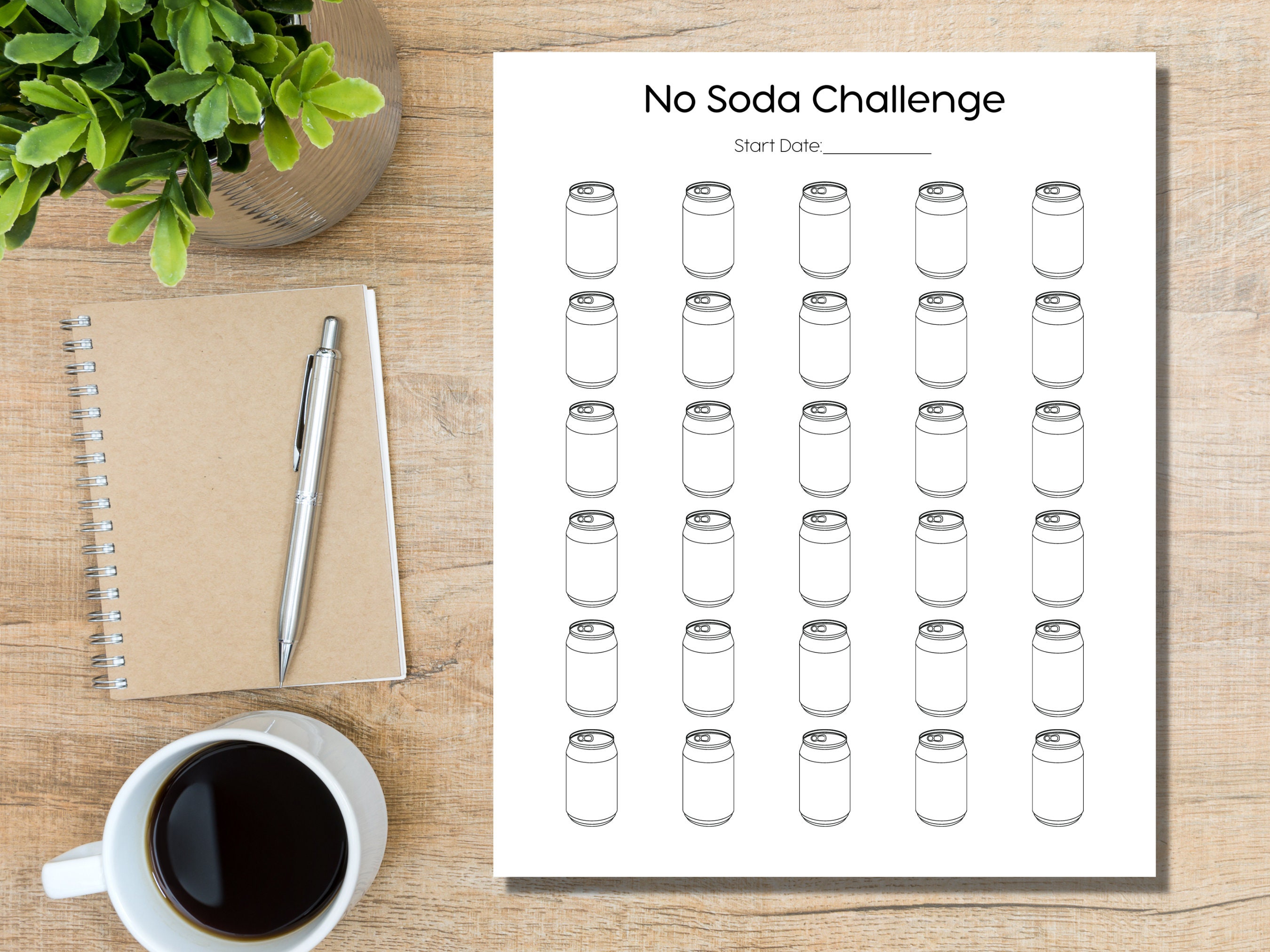 30 Day No Soda Challenge, Habit Tracker, Digital Tracker, Printable ...