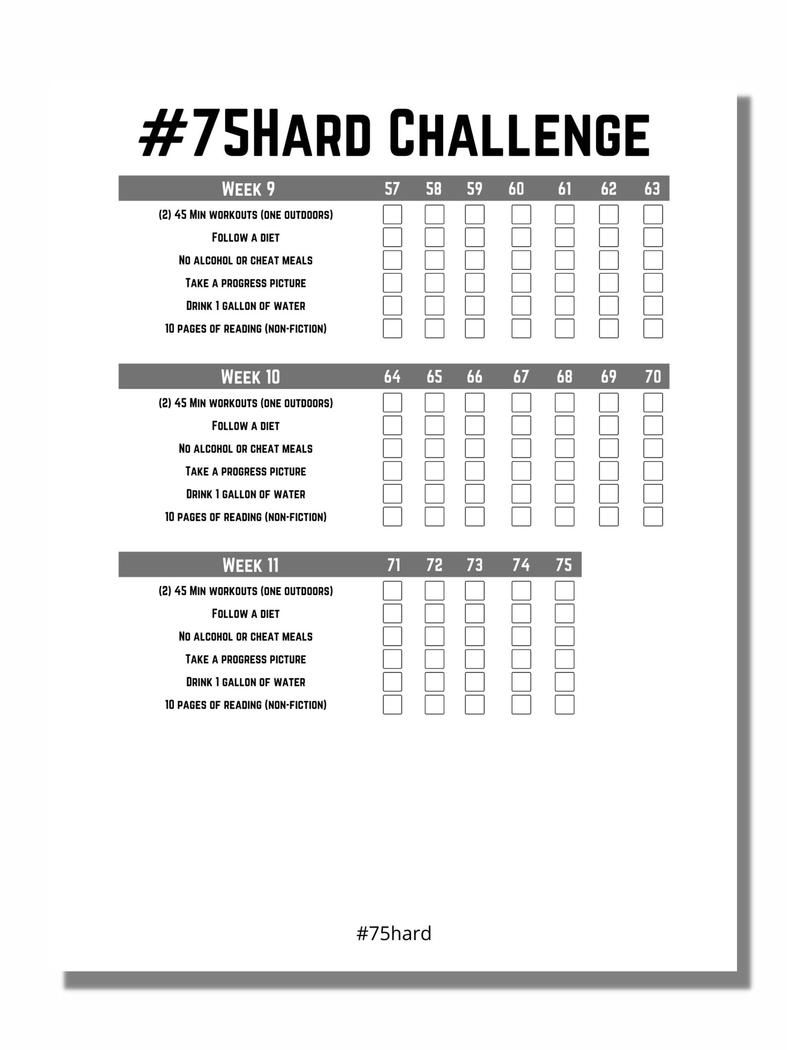 Digital Tracker, 75 Hard Challenge, 75hard, Fitness Tracker, Printable ...