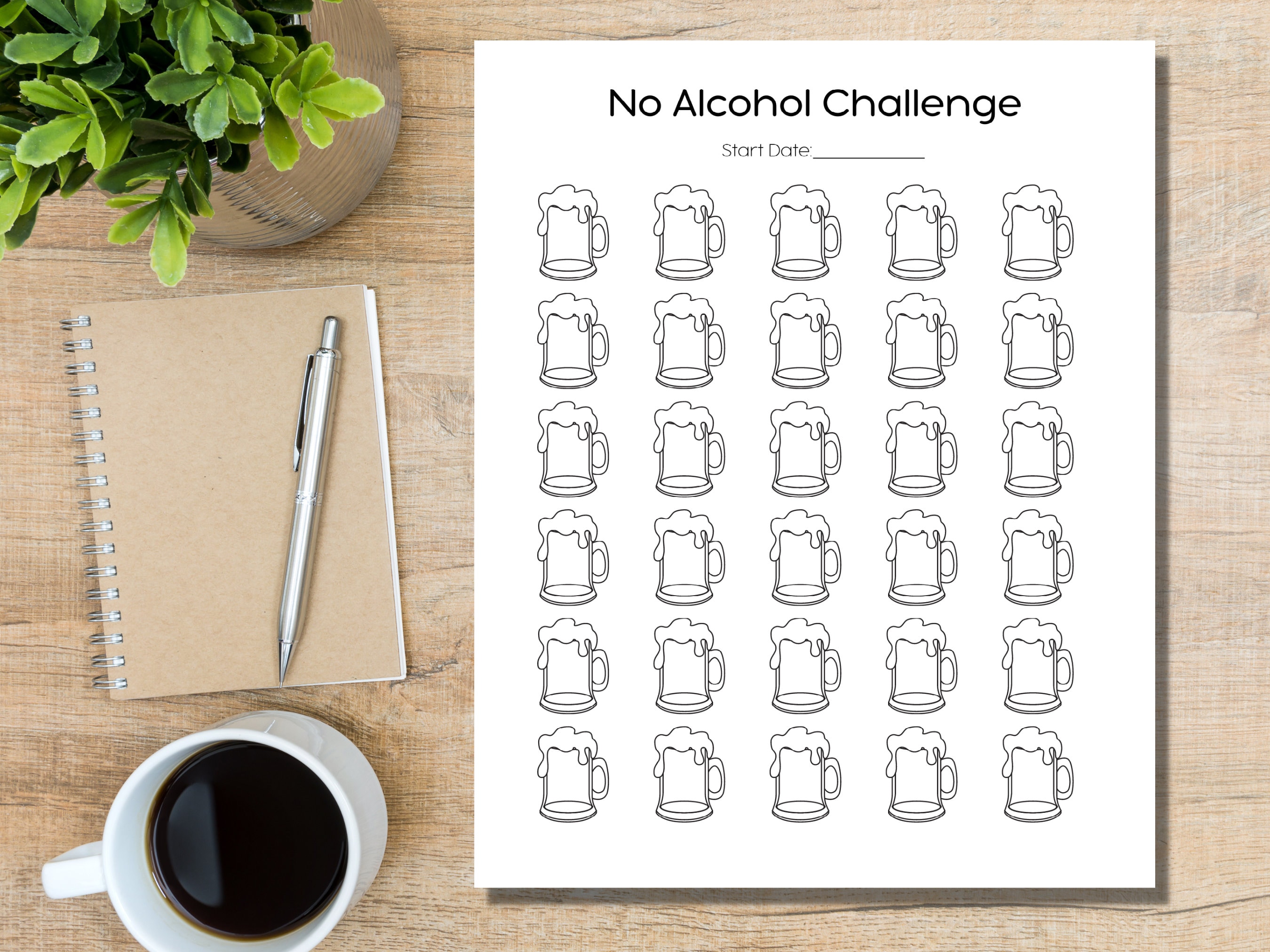 30 Day No Alcohol Challenge, Habit Tracker, Digital Tracker, Printable ...