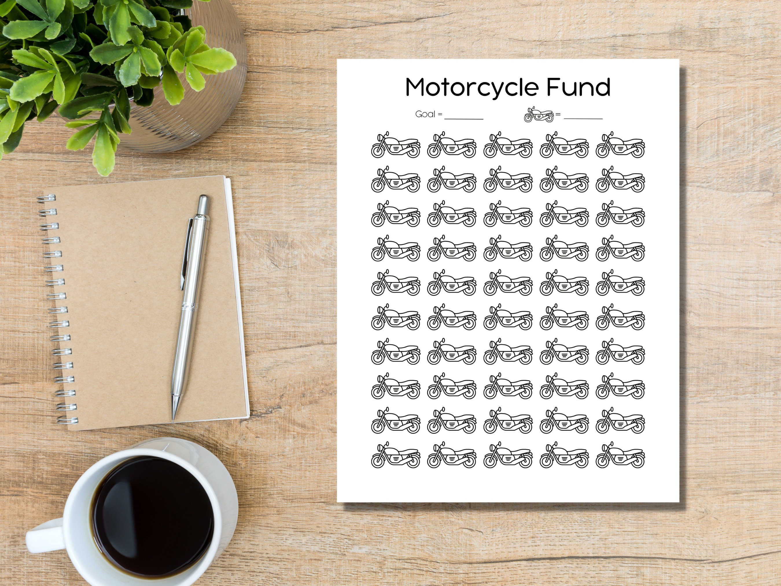 Motorcycle Fund Savings Tracker, Digital Tracker, Savings Printable ...