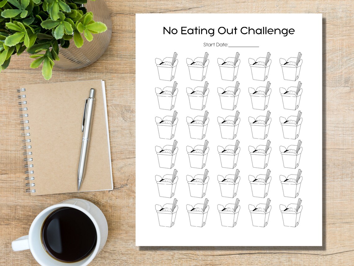 No Eating Out Challenge, 30 Day Habit Tracker, Digital Tracker, Healthy ...