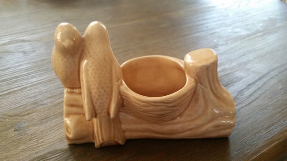 Sweetest Peachy Love Birds Pottery Planterbird on Branch With - Etsy