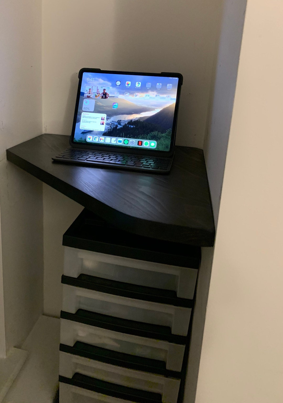 Computer Table, Pentagonal Big W Corner Shelf, Floating Rustic Big Size ...