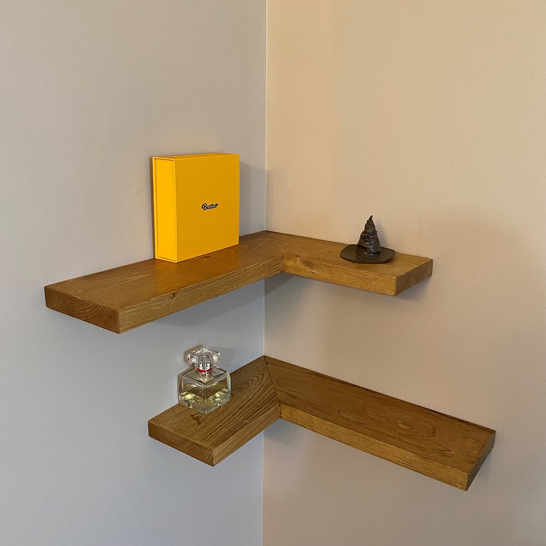 Handmade Rustic Wood Corner Floating Shelf: Organizer Storage - Etsy
