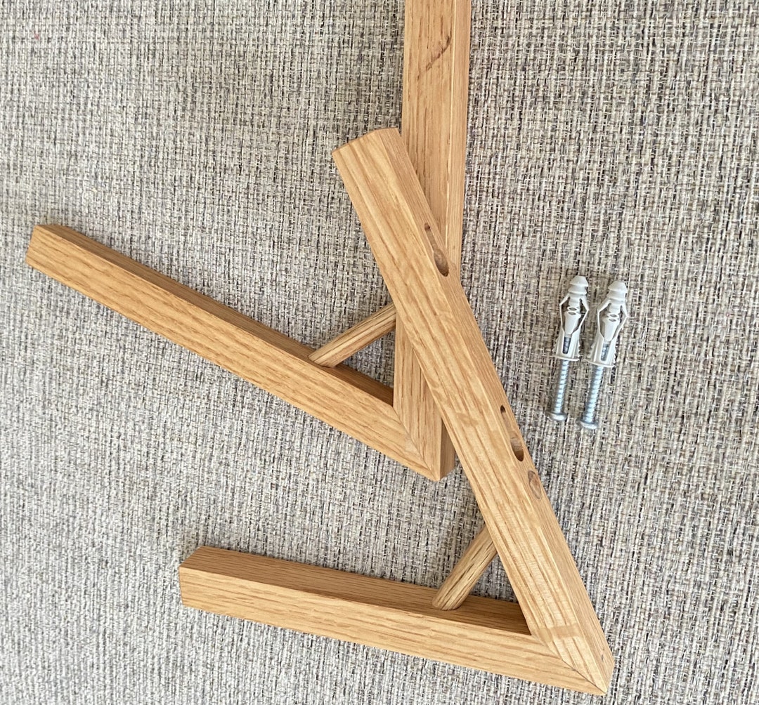 Oak Yoga Mat Hooks, Wooden Pilates Mat Holder, Wall Mounted Mat Storage ...