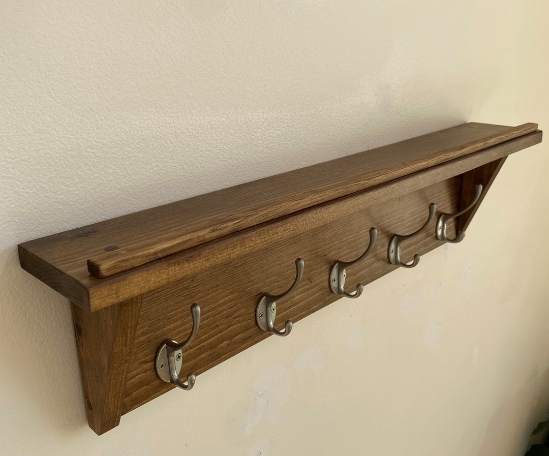 Rustic Wood Coat Rack With Shelf: Entryway Organizer - Etsy