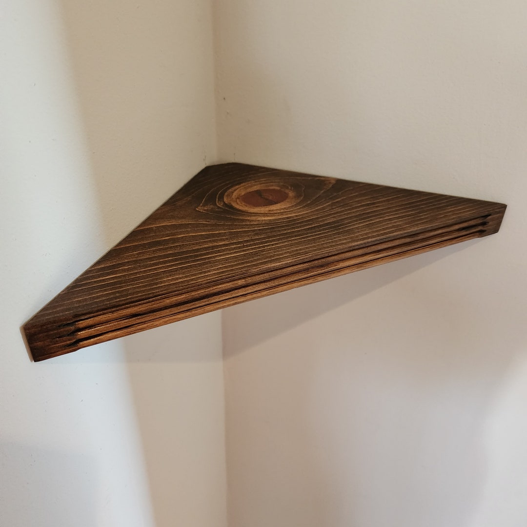 Corner Triangle Shelf With Milling, Wall Shelf Storage, Wooden Shelves ...