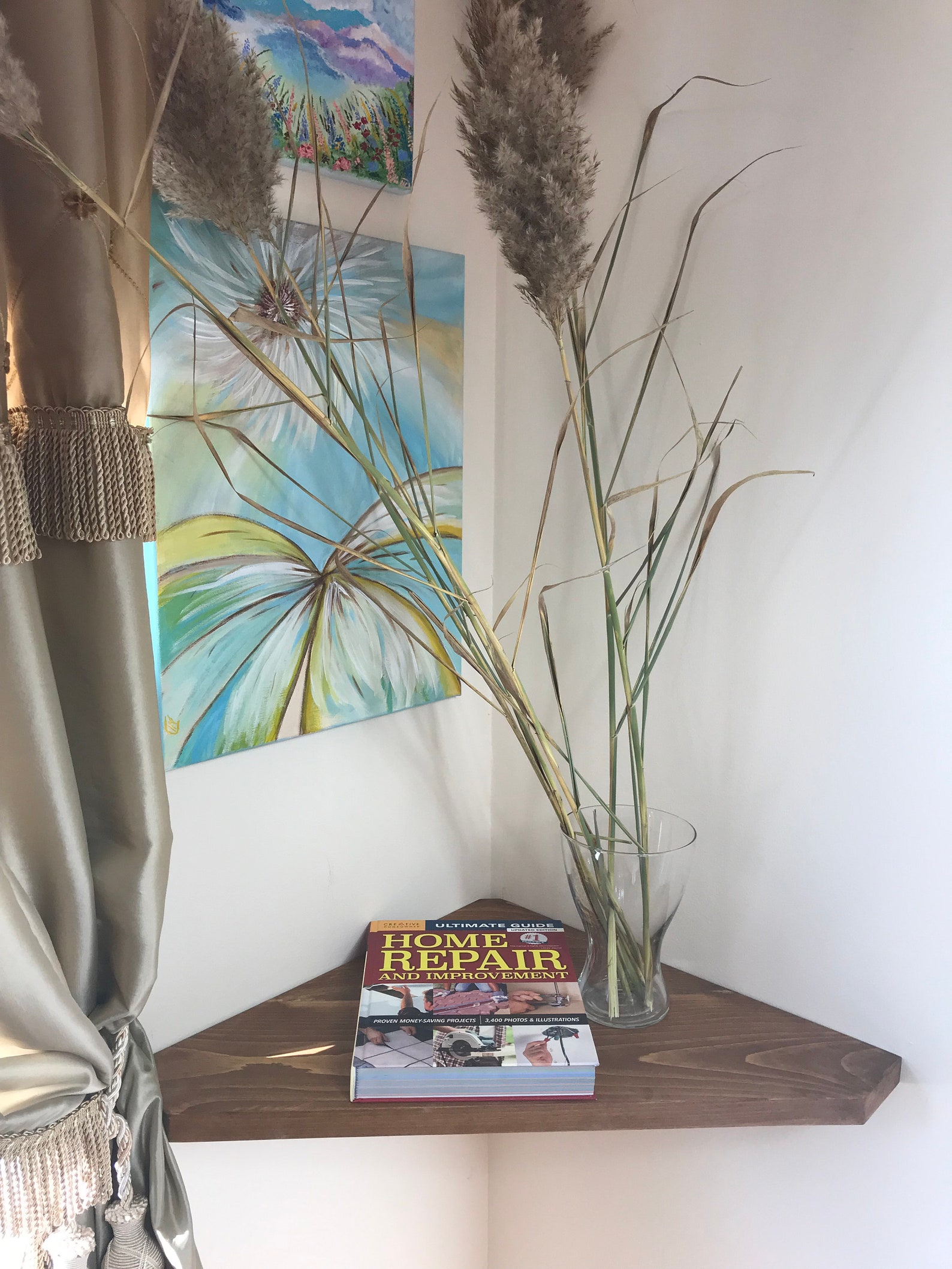 Computer Table Pentagonal Big W Corner Shelf Floating Rustic - Etsy