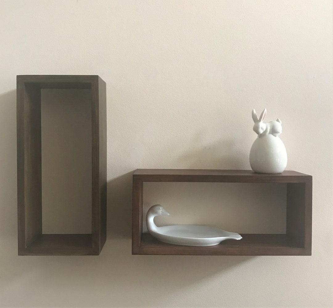 Wood Floating Rectangle Shelf, Hardwood Modern Rustic Shelf, Bathroom ...