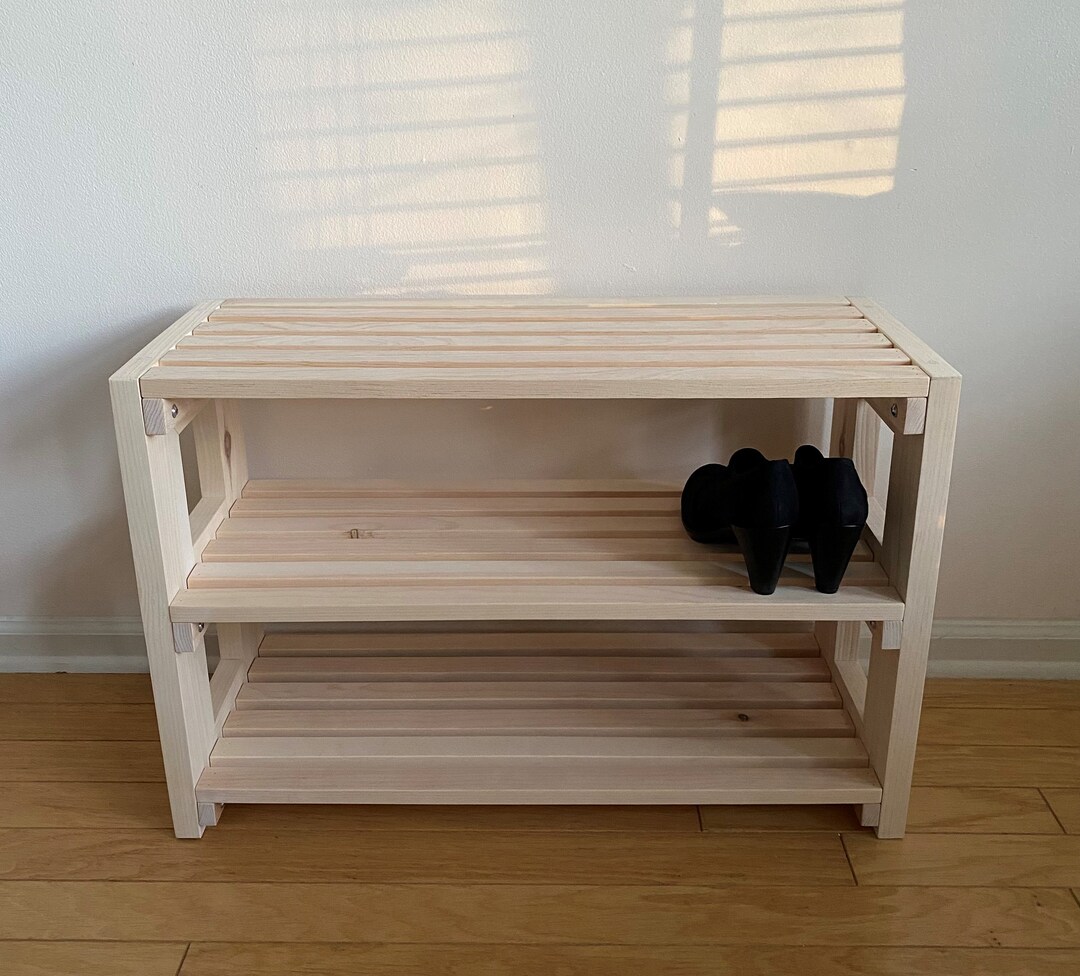 Shoe Rack Wood, Shoe Storage Bench, Wooden Sofa, Shoe Rack - 3 Levels ...