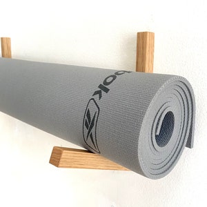 Oak Yoga Mat Hooks, Wooden Pilates Mat Holder, Wall Mounted Mat Storage ...