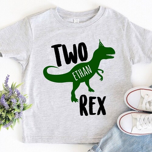 Two Rex Birthday Shirt Custom Dinosaur Birthday Shirt 2nd - Etsy