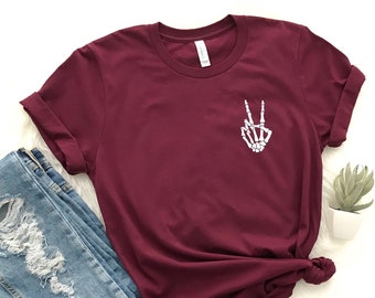 Skeleton Peace Sign Shirt | Etsy