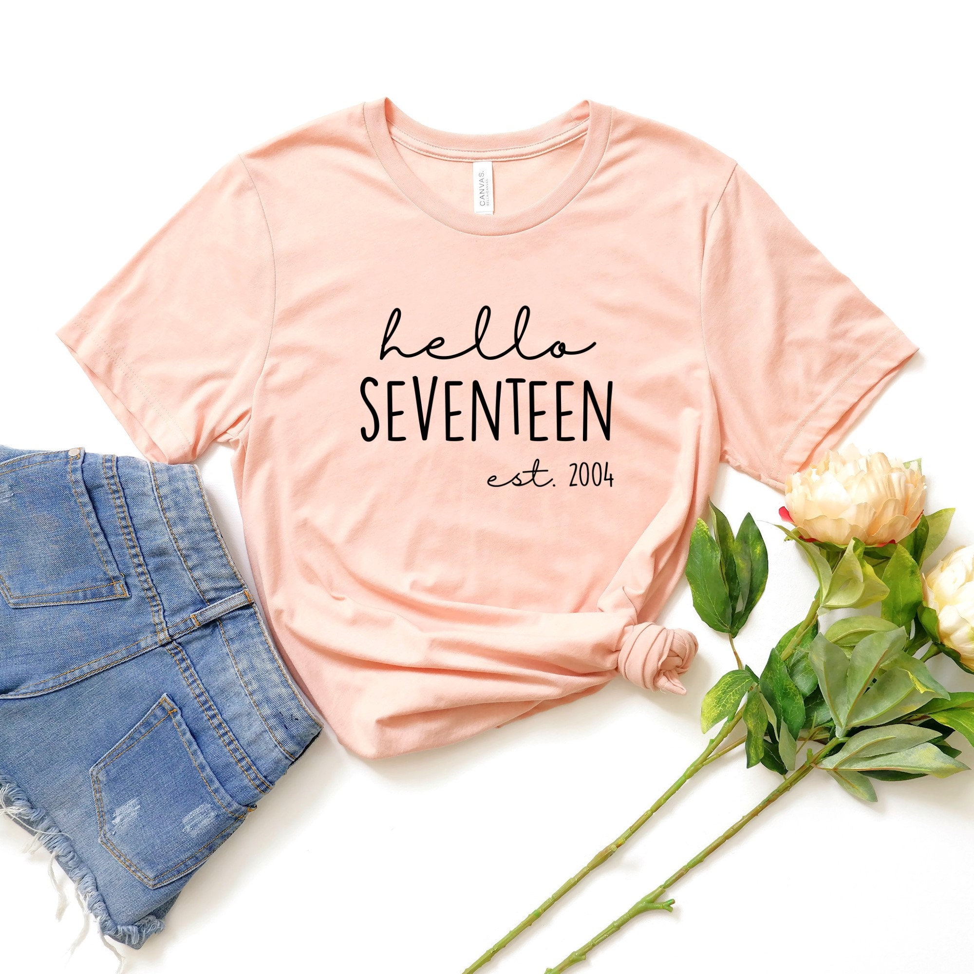Hello Seventeen Est 2004 Shirt Seventeenth Birthday T-shirt - Etsy UK