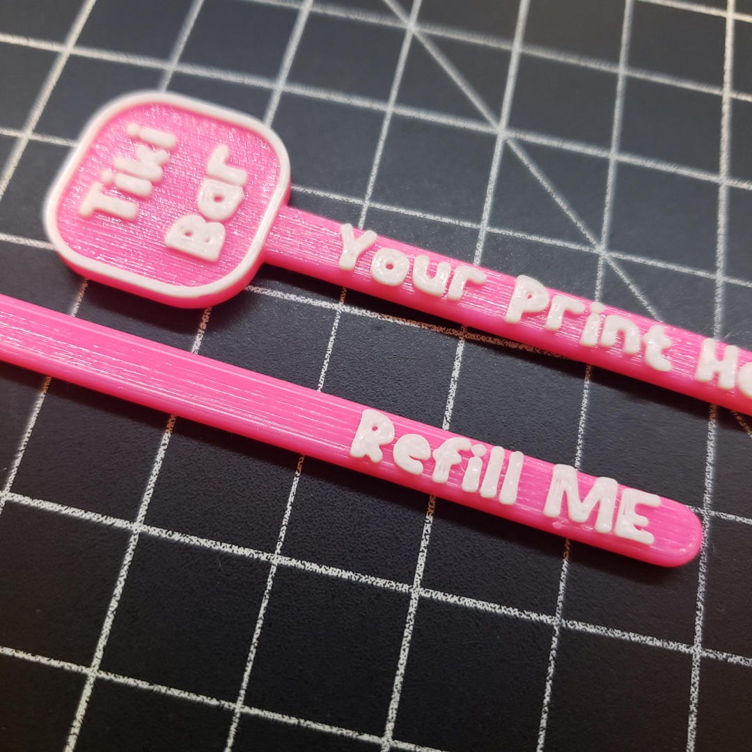 10 Customizable Tiki Cocktail Swizzles. Set of 10. Pink and White. - Etsy
