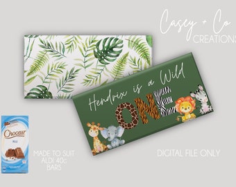Safari Wild One Chocolate Wrapper Printable, Jungle Theme Candy Bar ...