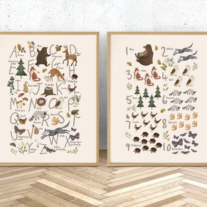 Set of Two Woodland Animal Alphabet and Numbers, Perfect for a Woodland ...