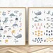 Set of 2 Ocean Sea Alphabet and Numbers Wall Art in Dark Blue, Under ...