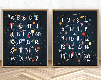 Space Alphabet Nursery Print, Outer Space Alphabet Poster, Space Theme ...
