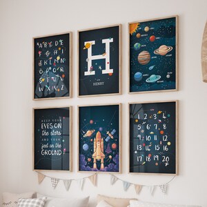 Space Wall Art Set of 6 Prints Space Themed Nursery Outer - Etsy