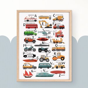 Colourful Transportation Alphabet Wall Art, Educational Print, Alphabet ...